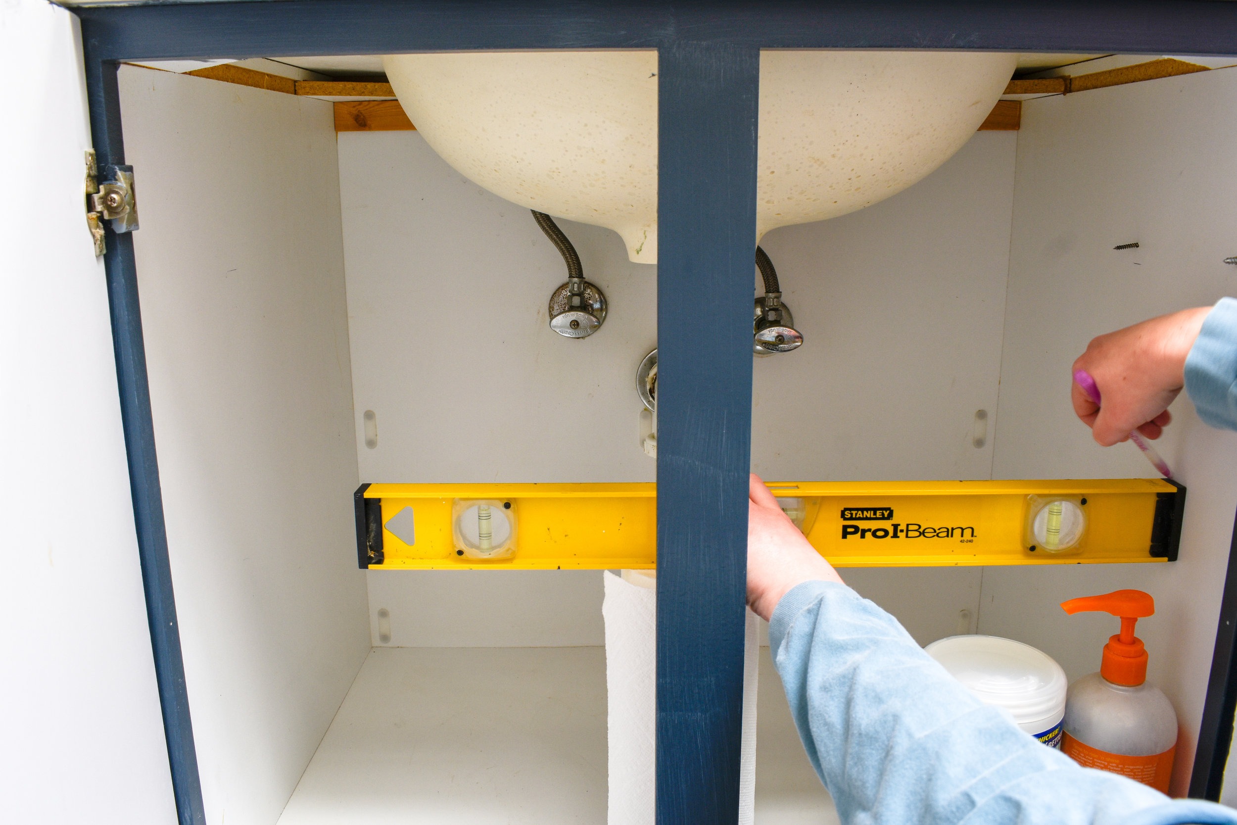 Under Bathroom Sink Cabinet Storage: How To Add A Shelf Inside Your ...